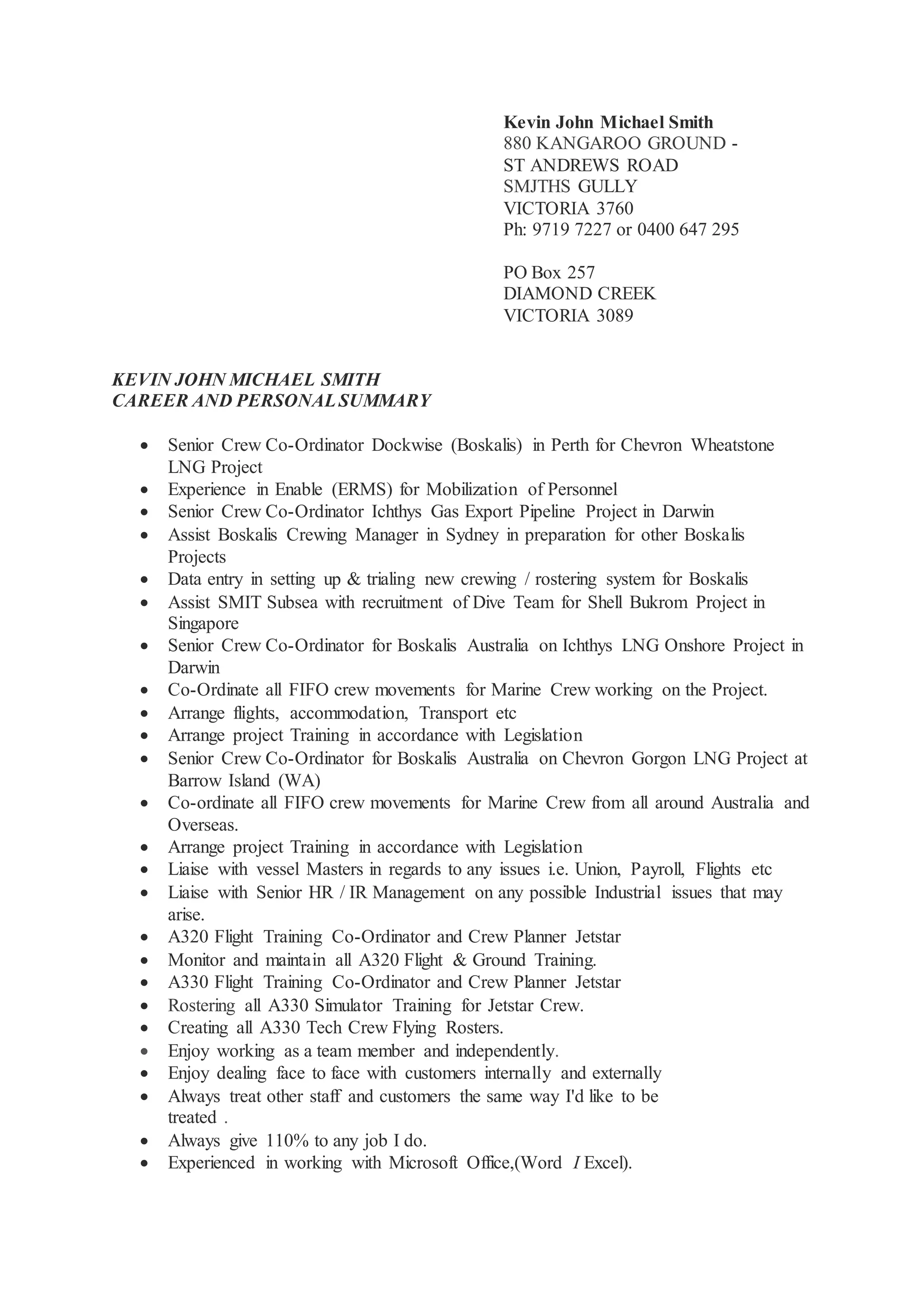 Kevin Smith CV 17.02.2016