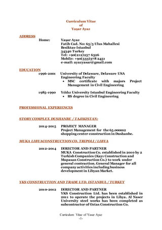 Yasar Ayaz CV | DOCX