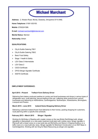 Michael Marchant. CV | DOC
