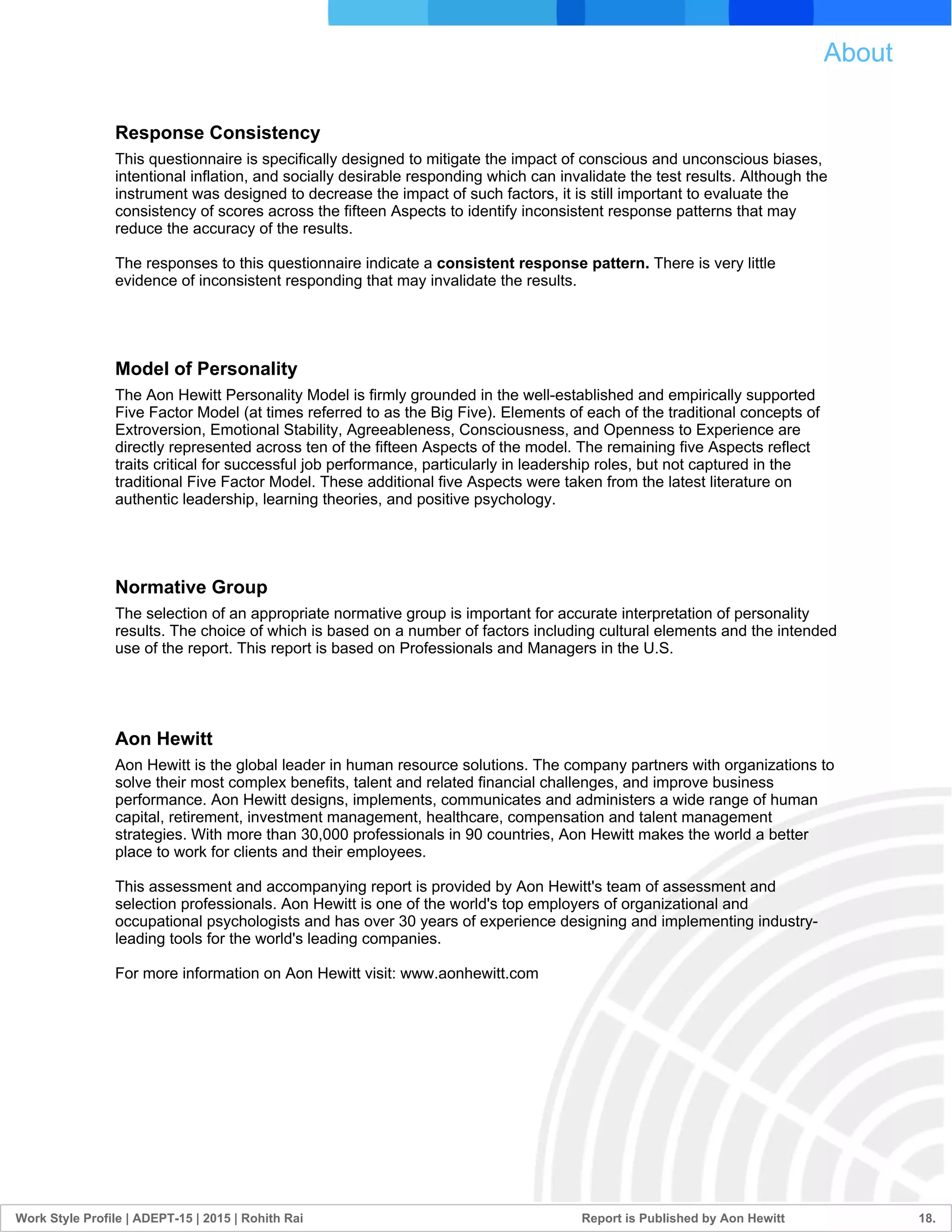 Rohith Rai Personality report | PDF