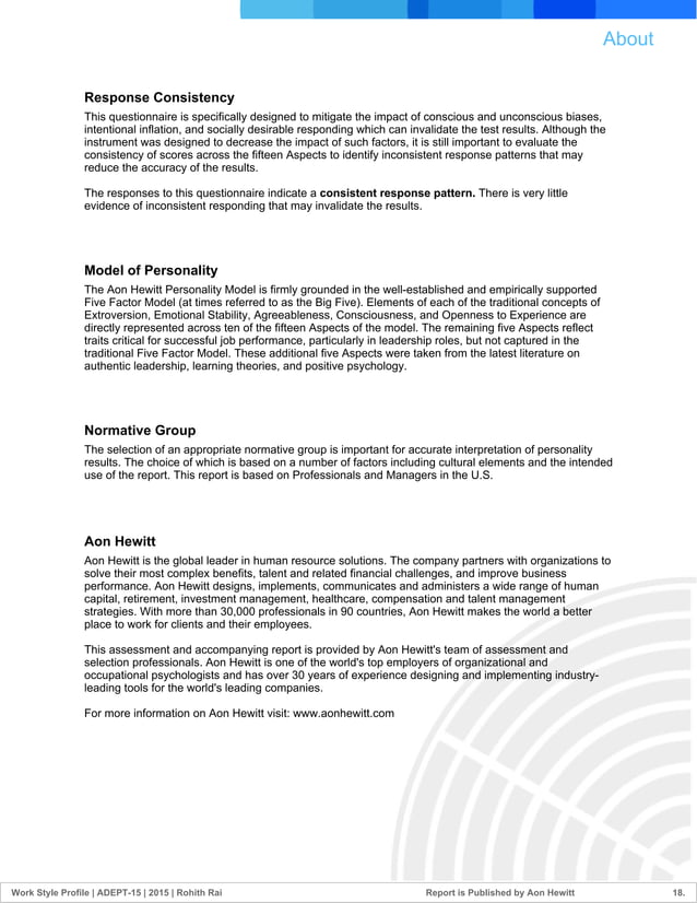 Rohith Rai Personality report | PDF | Resume Writing and Advice | Job ...