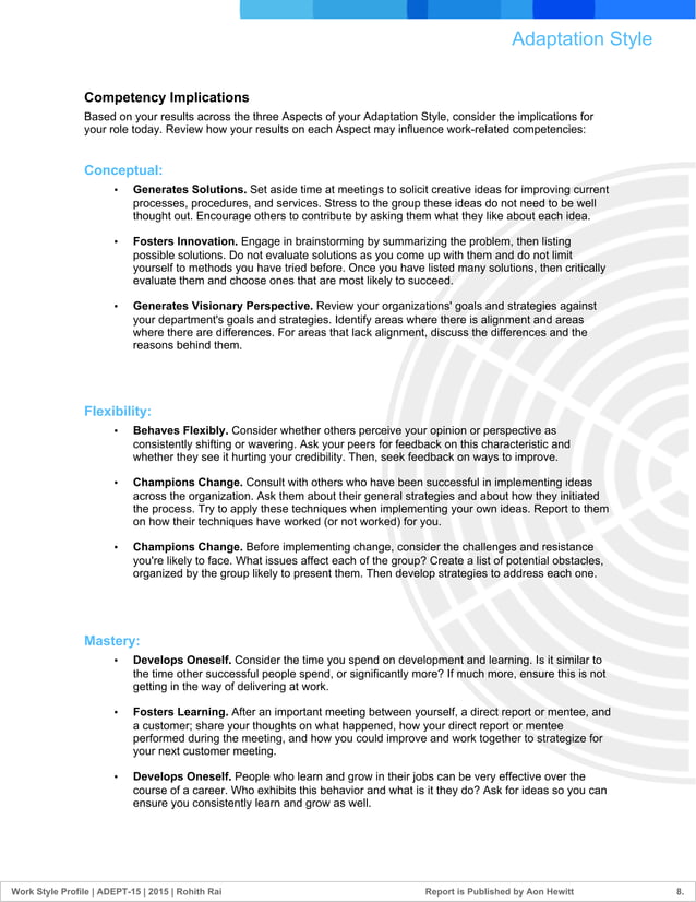 Rohith Rai Personality report | PDF | Resume Writing and Advice | Job ...