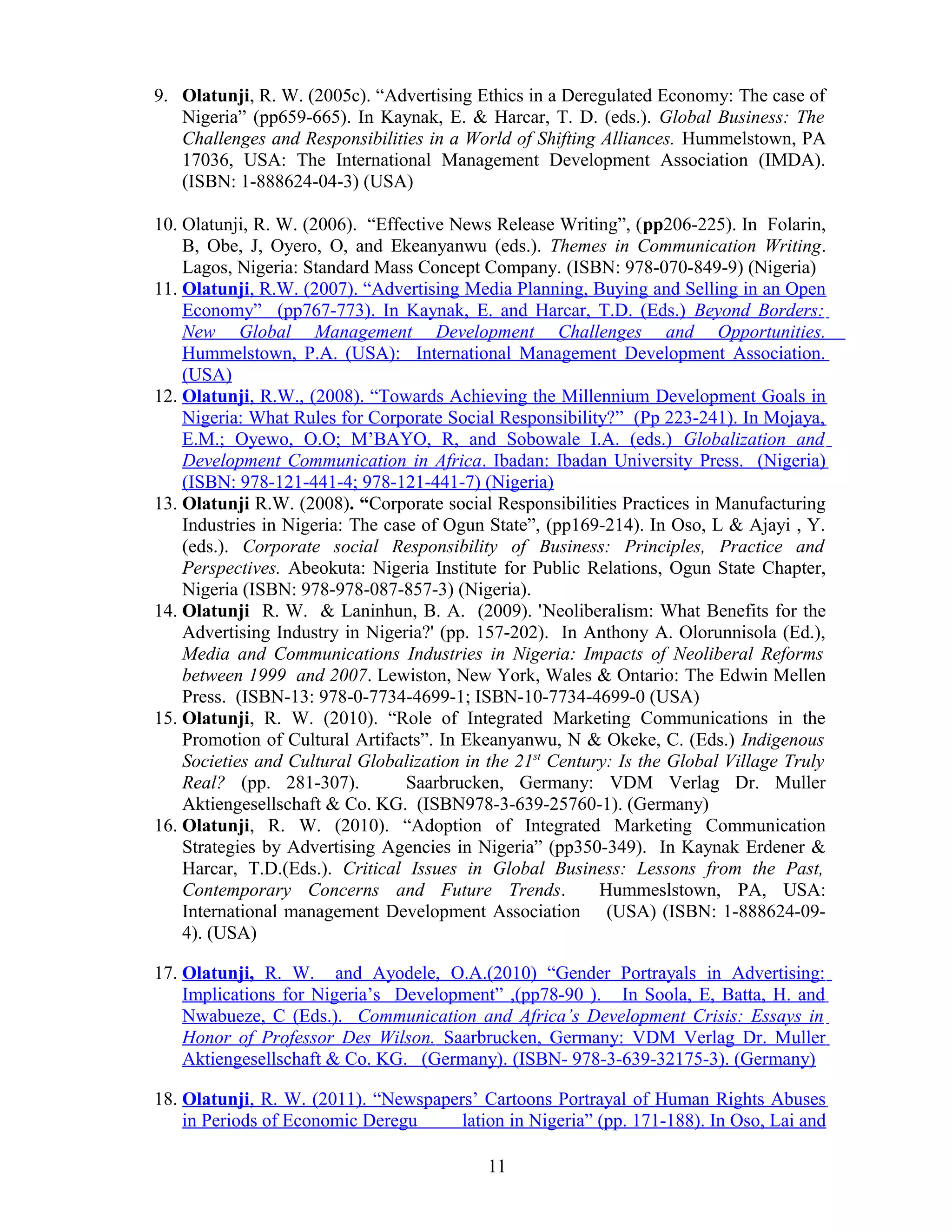 Prof Olatunji CV | DOC