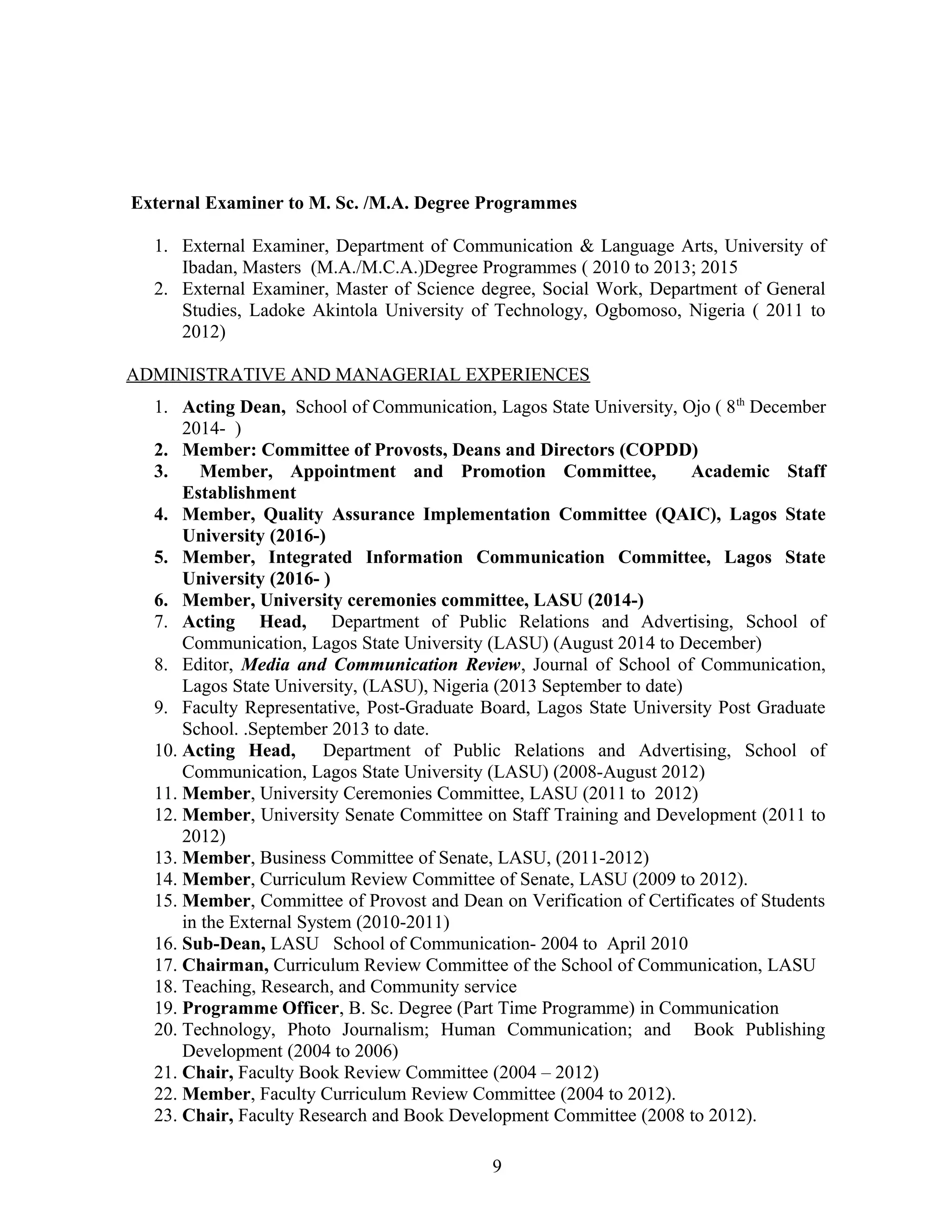 Prof Olatunji CV | DOC