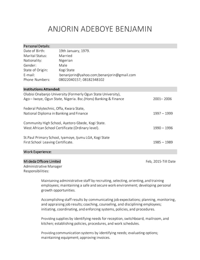 ANJORIN ADEBOYE BENJAMIN CV | DOCX
