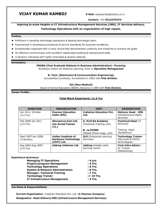 .Vijay Kamboj-B.Tech., PGDBA_Delivery Head-IMS with 11+ Yrs Exp-tv6 ...