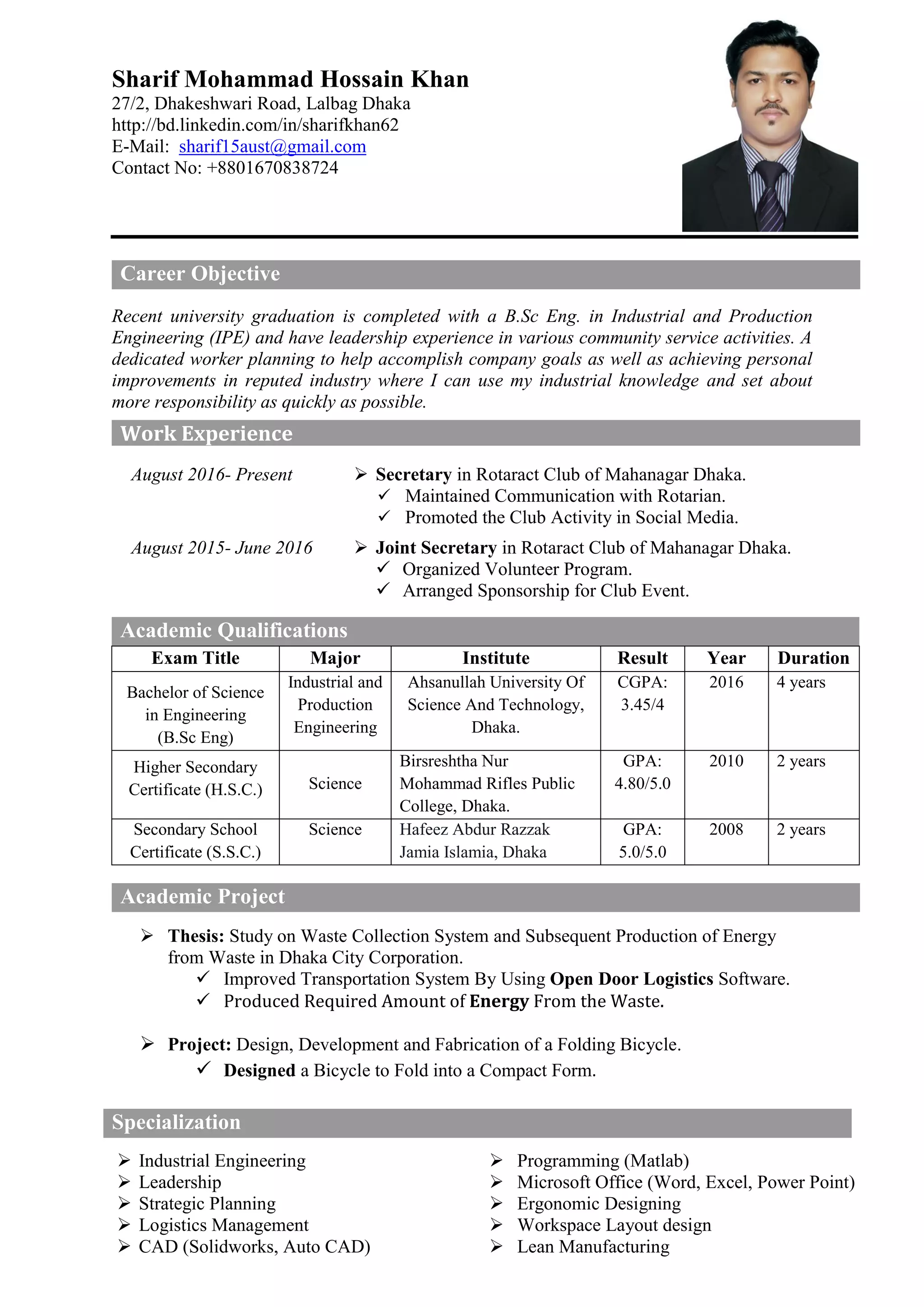 Resume Sharif Khan | PDF | Secondary Education | Education