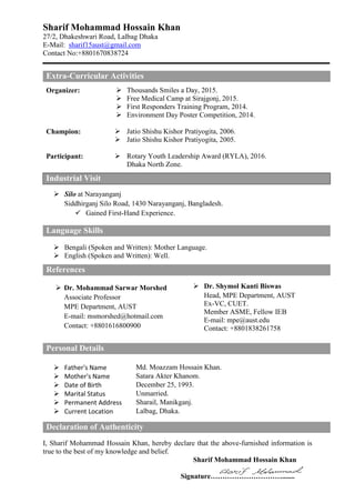 Resume Sharif Khan | PDF