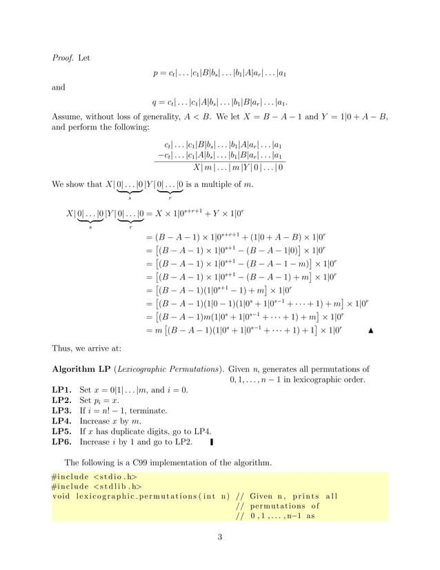A Numeric Algorithm For Generating Permutations In Lexicographic Order