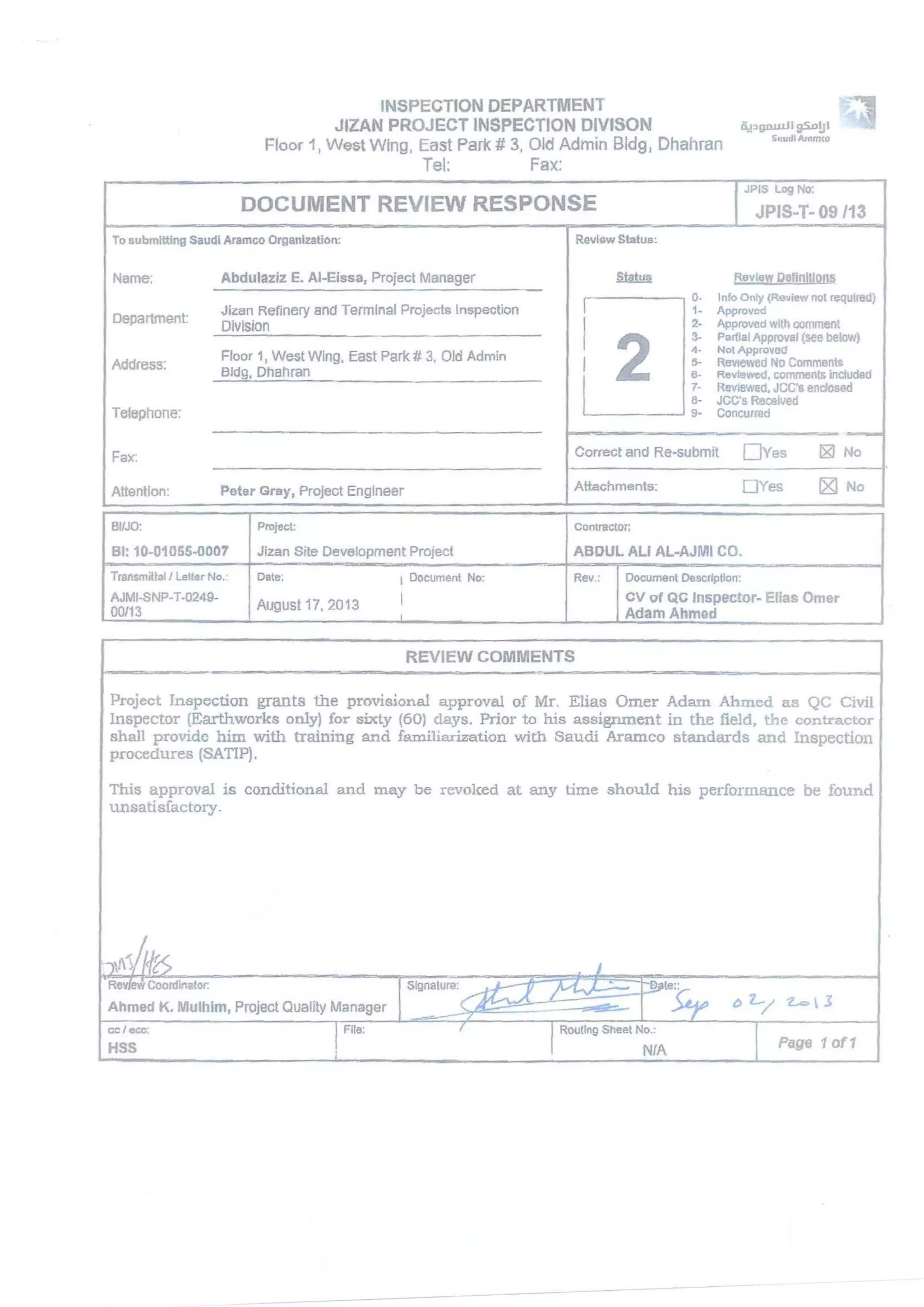 Aramco Certificate Experience | PDF