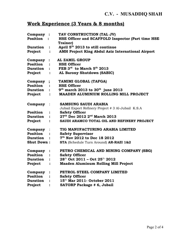 MUSADDIQ UPDATED CV | DOC | First Aid | Injuries