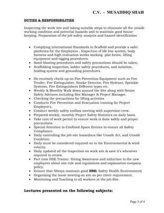 MUSADDIQ UPDATED CV | DOC | First Aid | Injuries