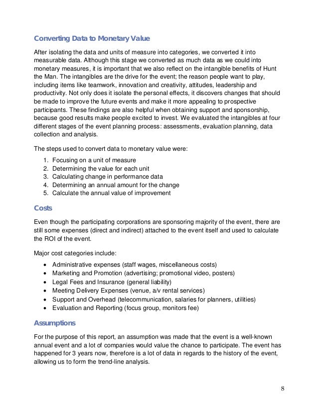 ROI - data collection report sample - Hunt the Man