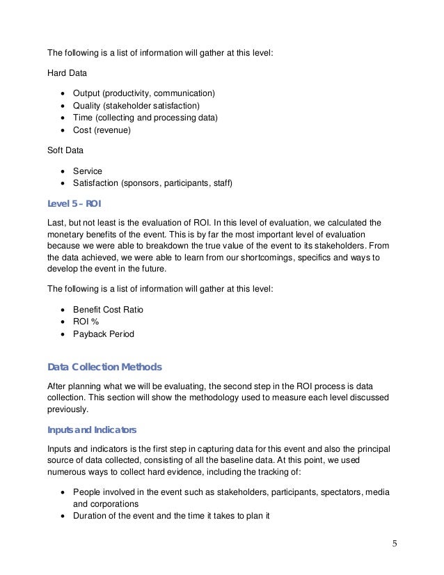 ROI - data collection report sample - Hunt the Man