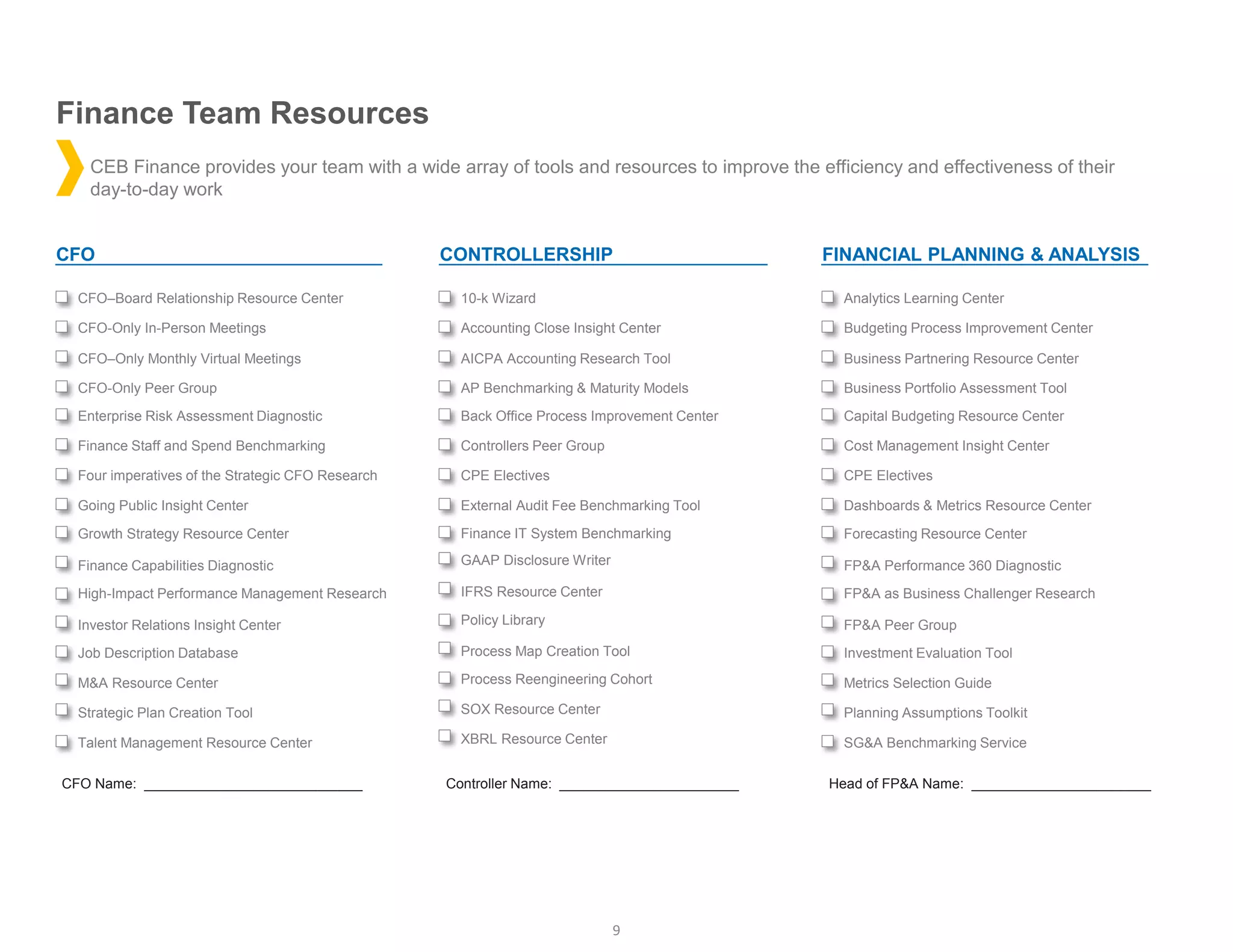 CEB Finance Service Brochure | PPT