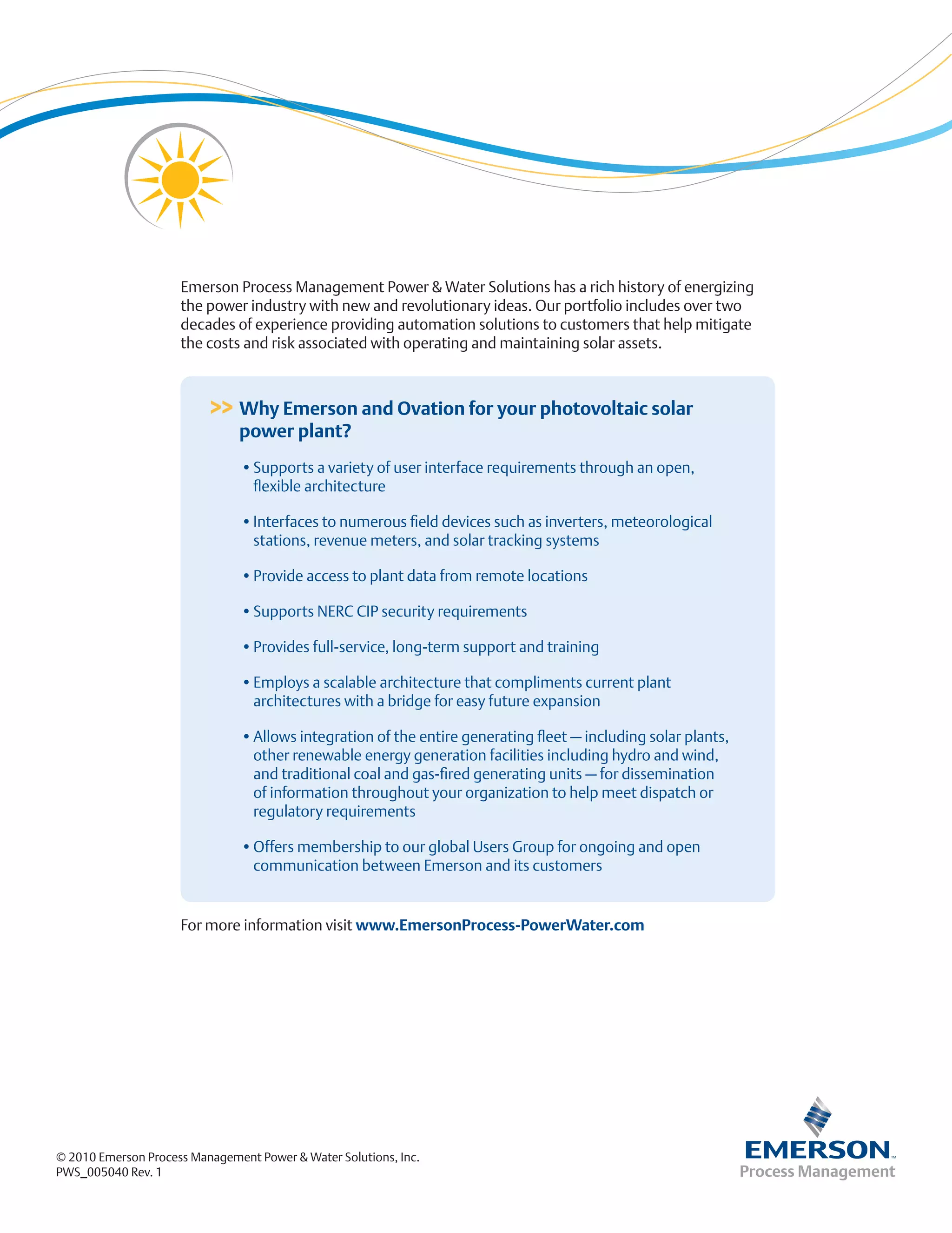 Ovation DCS & SCADA solutions for PV Solar Plant | PDF