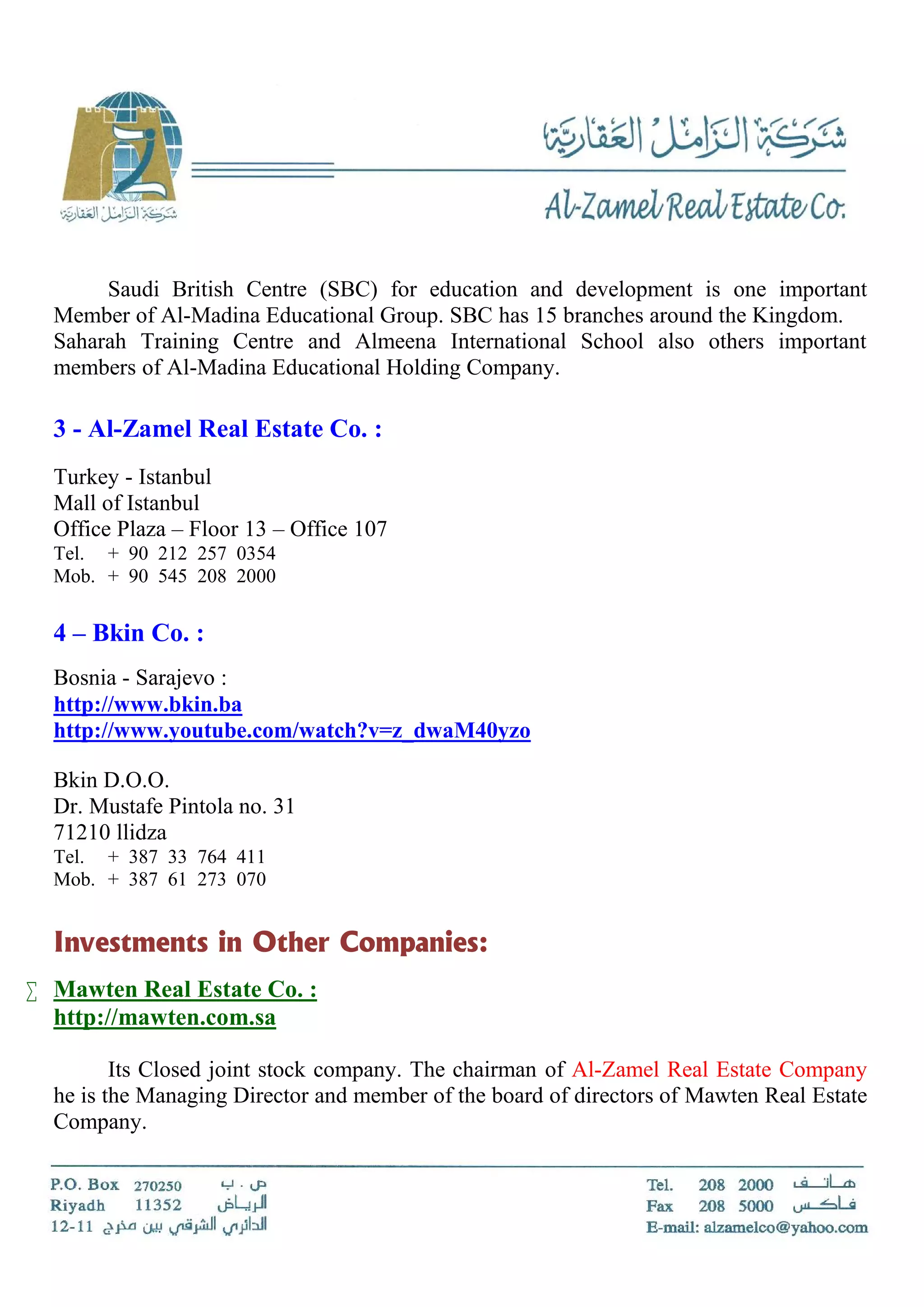 Al-Zamel Real Estate Co | PDF