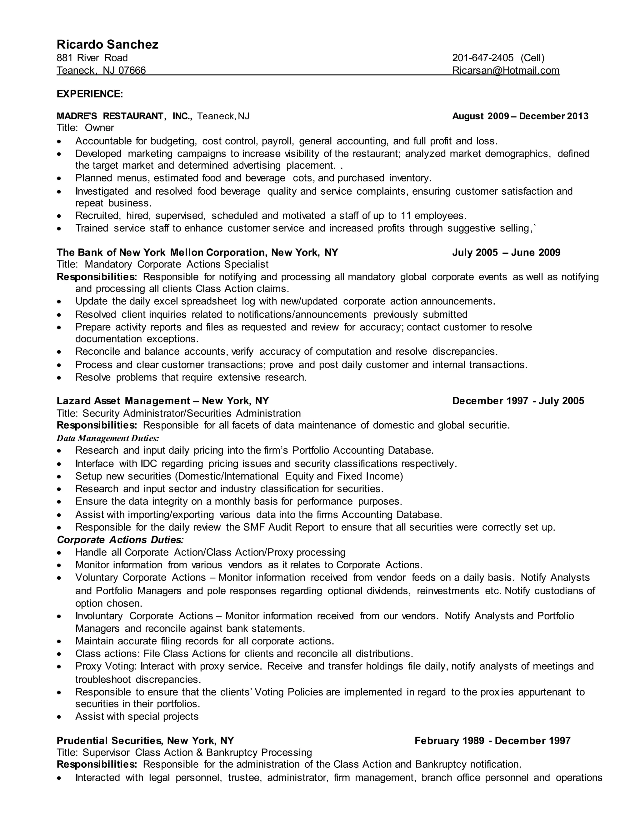 Ricardo's Resume | DOCX