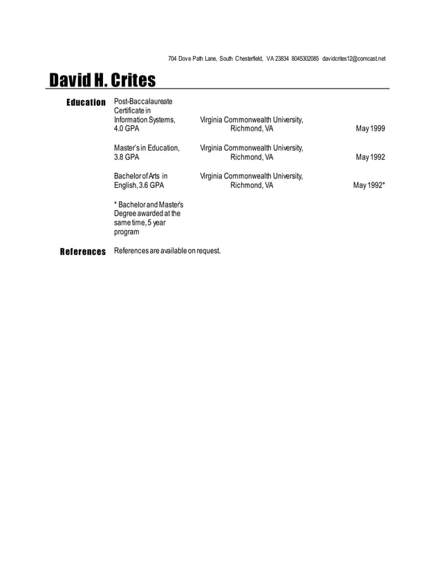 David Crites Resume 2015 | PDF