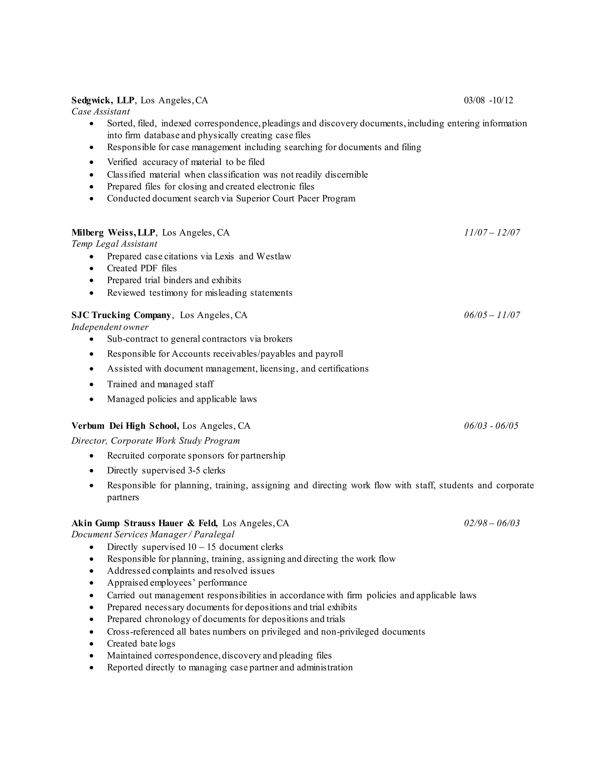 Resume 2015 | DOCX | Legal Services Industry | Industries