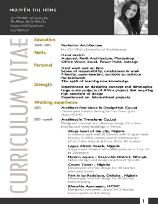 Nguyen Thi Hong CV | PDF