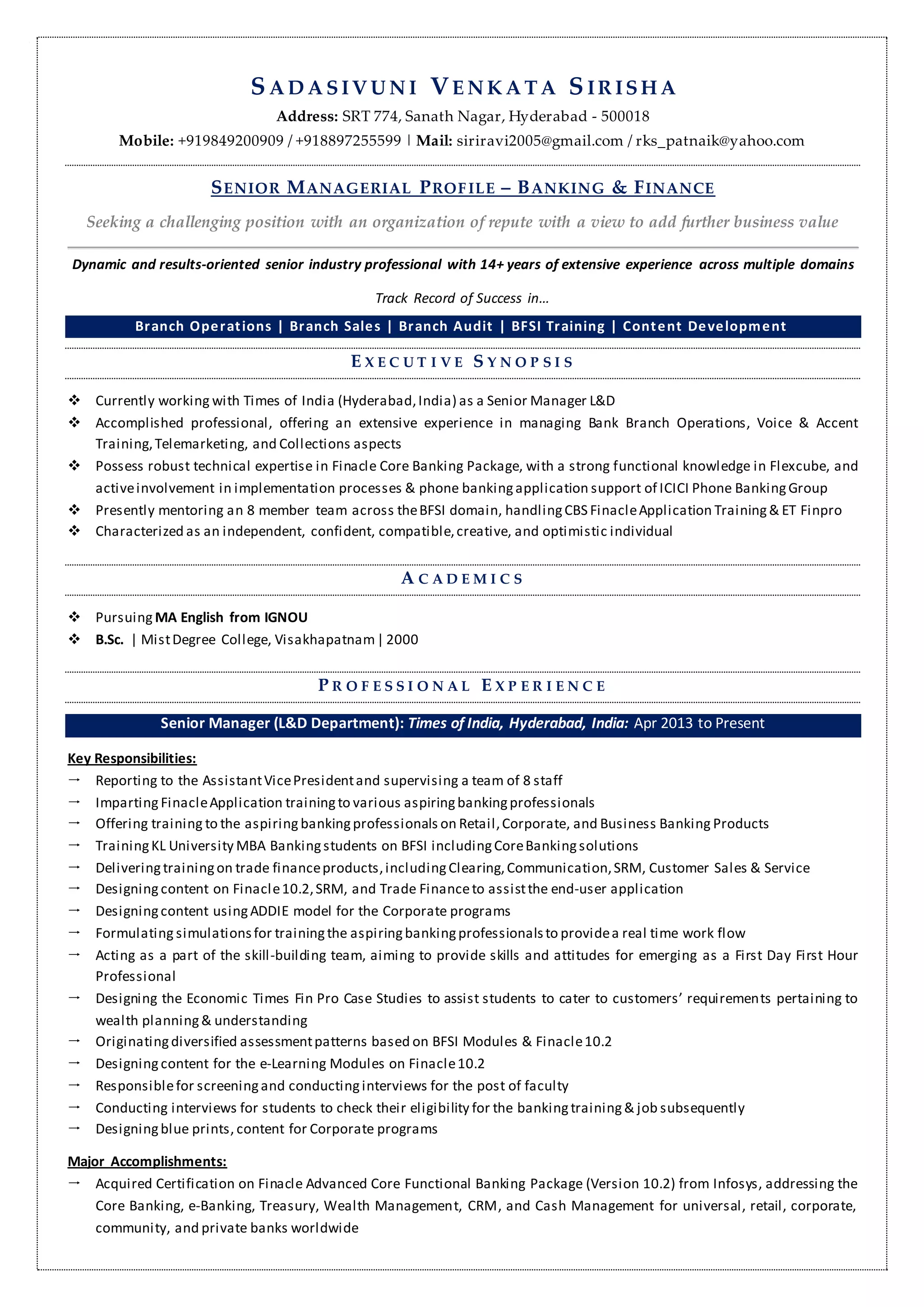 Resume - Sirisha Sadasivuni's | PDF