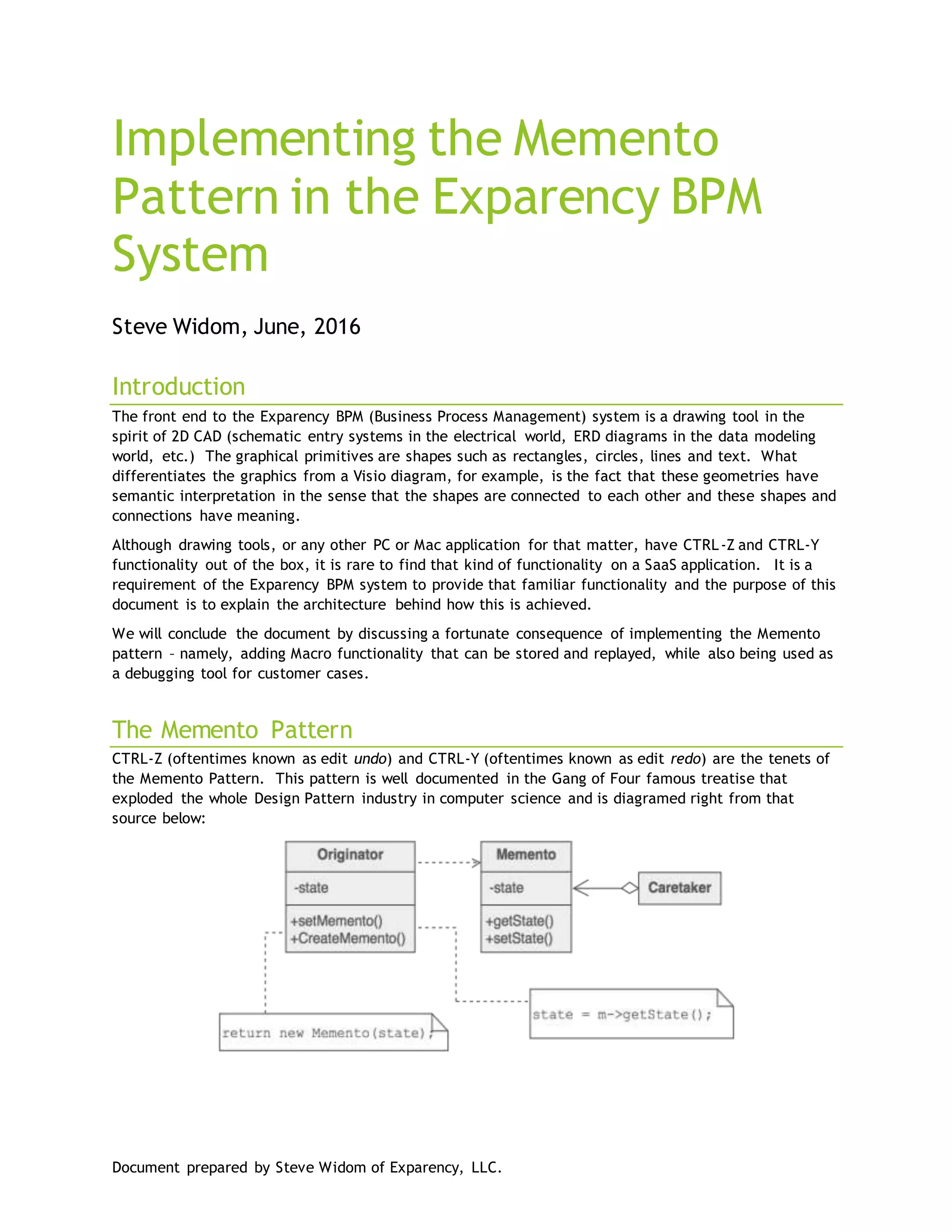 Memento Pattern Implementation | DOCX | Web Development | Internet