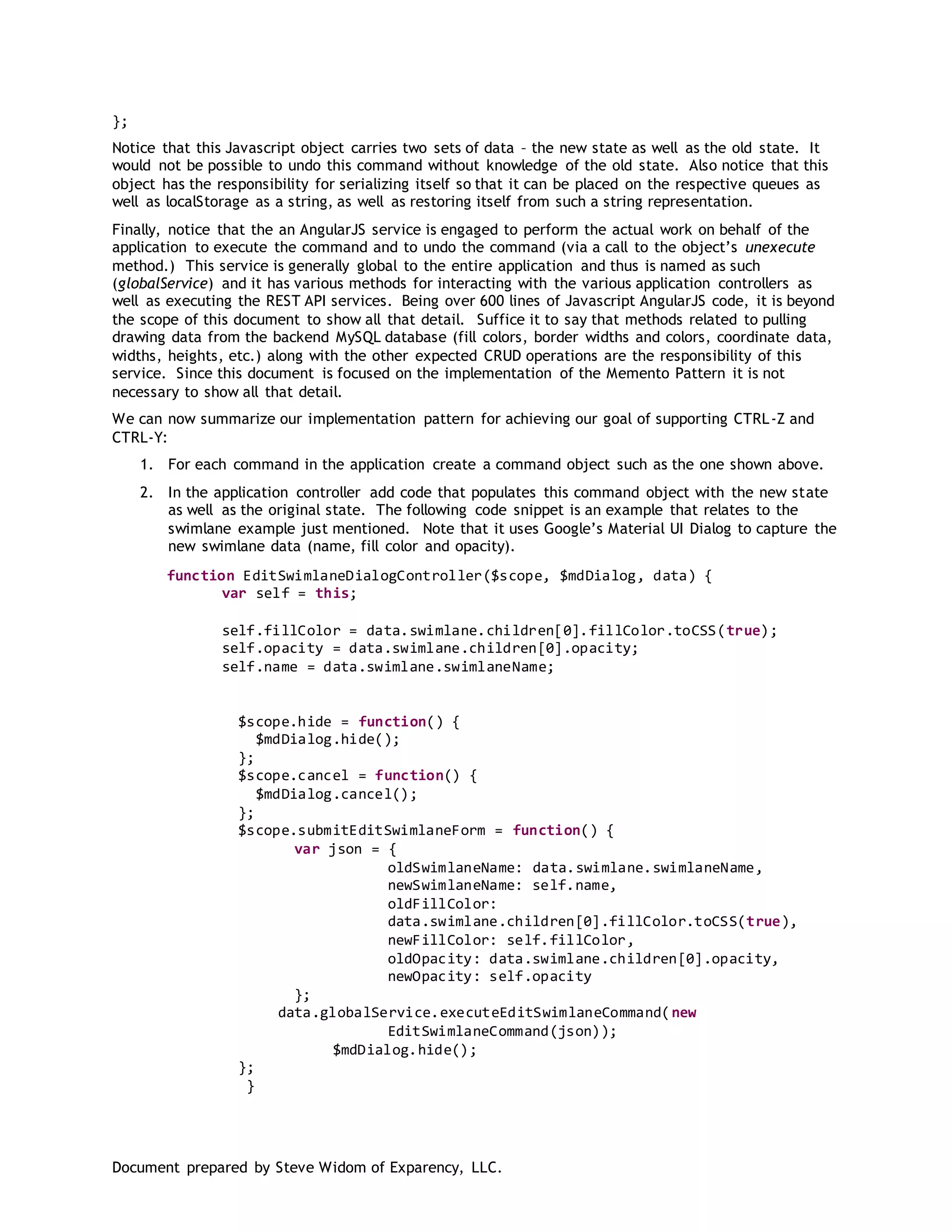 Memento Pattern Implementation | DOCX | Web Development | Internet