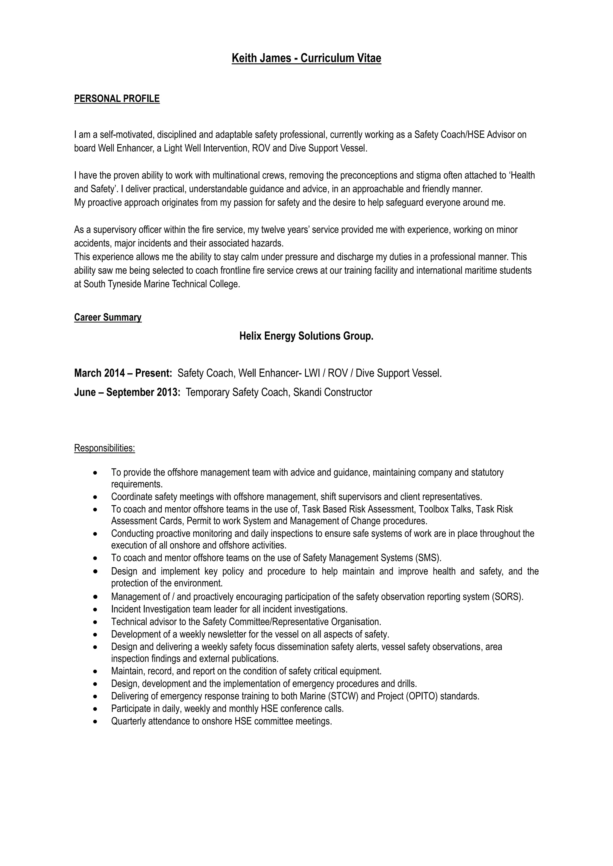 Keith James Updated CV 2015 | PDF