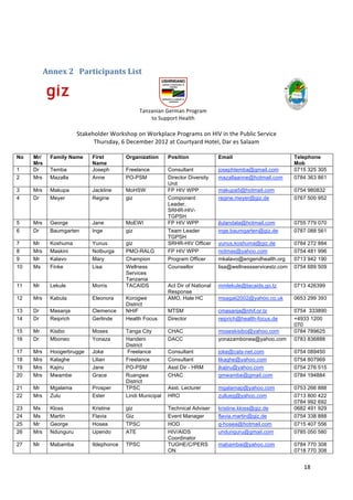 WPP on HIV in the Public Sector-Stakeholder Workshop Report final 121206 | PDF