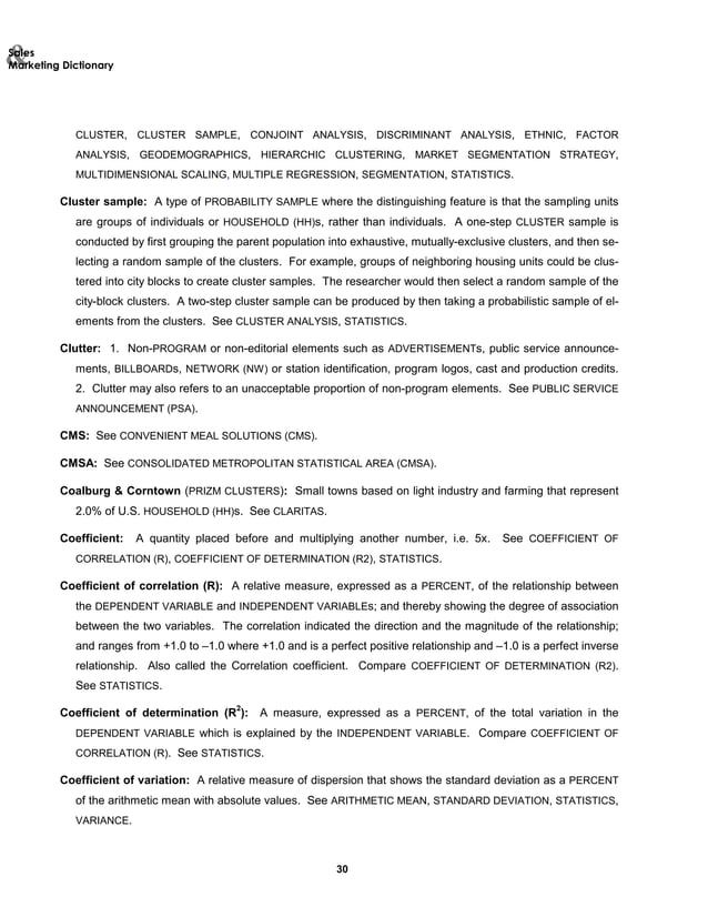 Sales and Markeing Glossary Dictionary by Jon Cameron | PDF