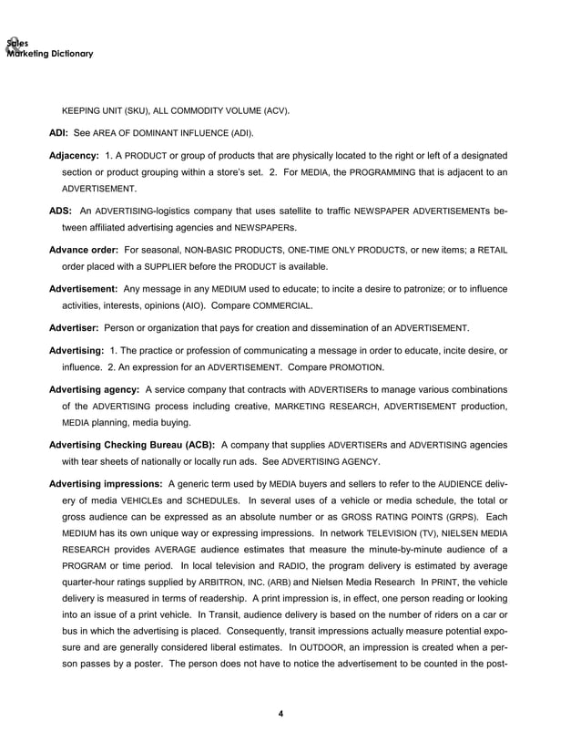 Sales and Markeing Glossary Dictionary by Jon Cameron | PDF