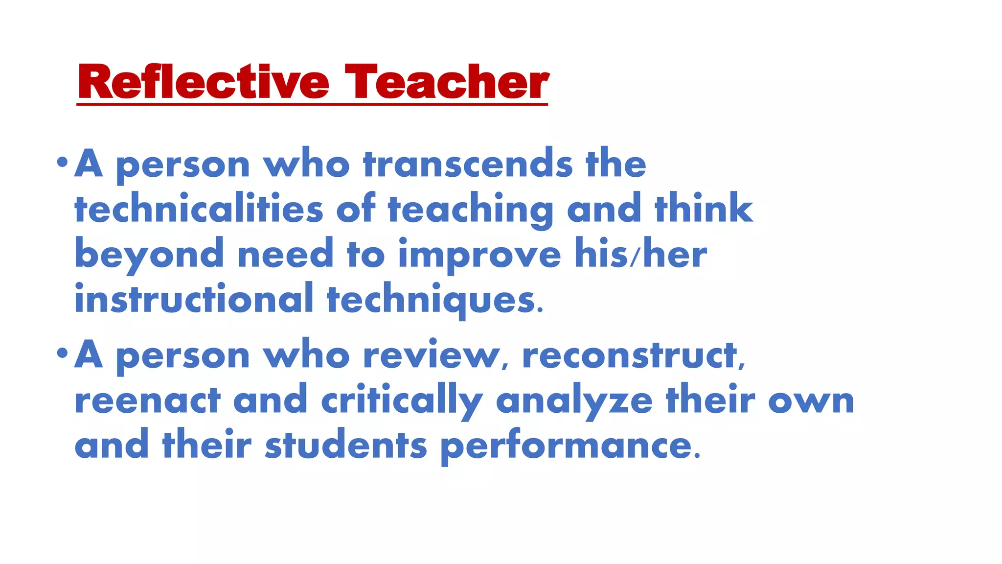 becoming a reflective teacher | PPTX
