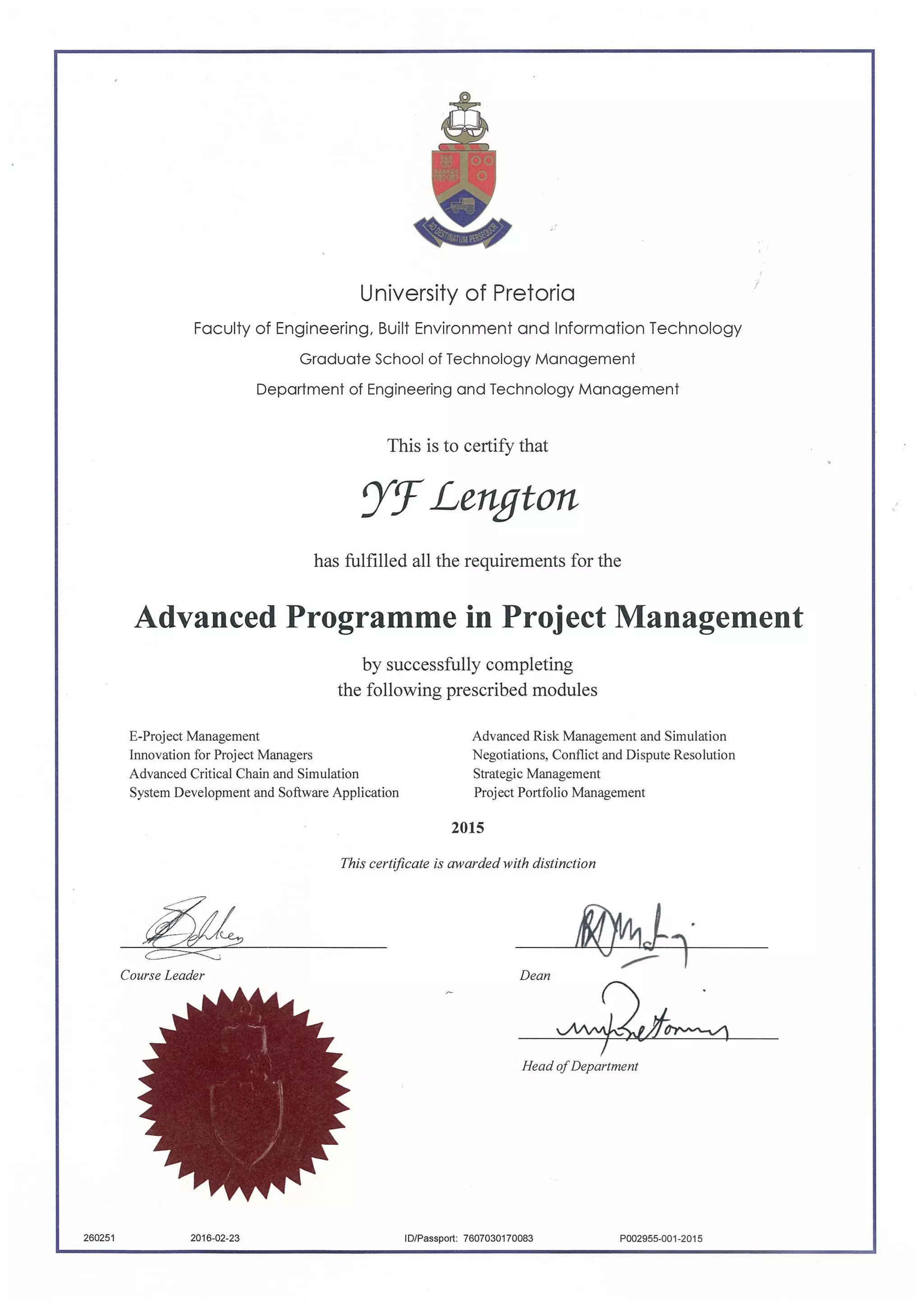 YF Lengton - APPM Diploma | PDF