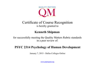 QM Certificate | PPT