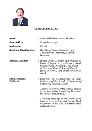 C.V. of Salem Alsabah-English -Short June 2015 السيره الذاتيه | DOCX | Business Accounting ...