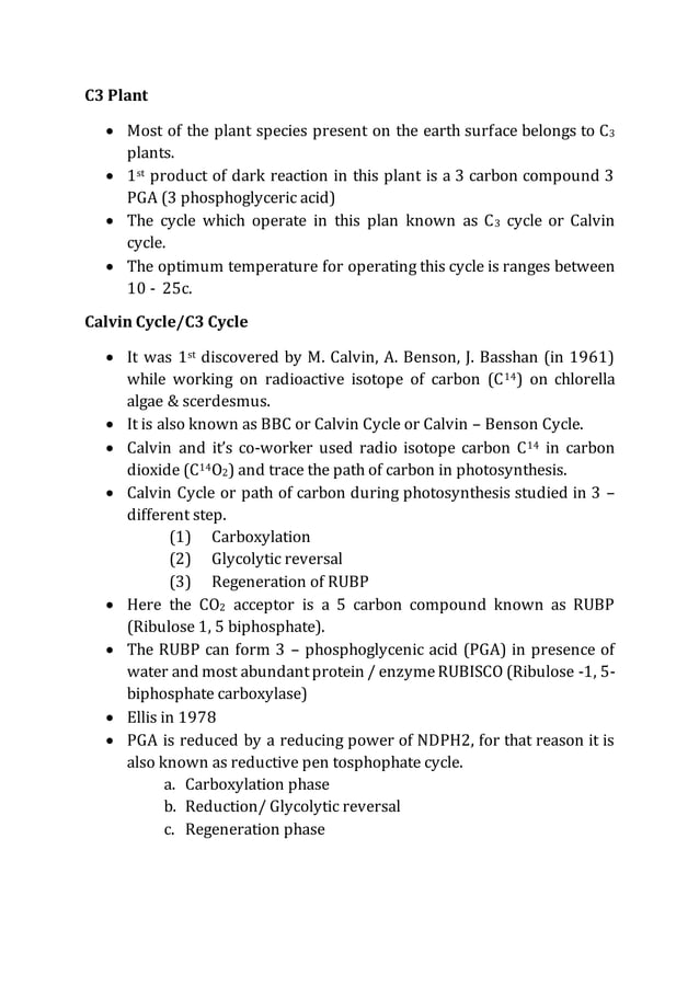C3 cycle | DOCX | Chemistry | Science