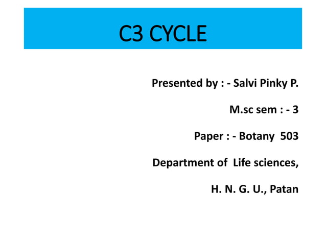C3 cycle | PPTX | Chemistry | Science