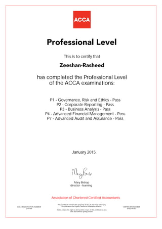 ACCA Completion Certificate | PDF