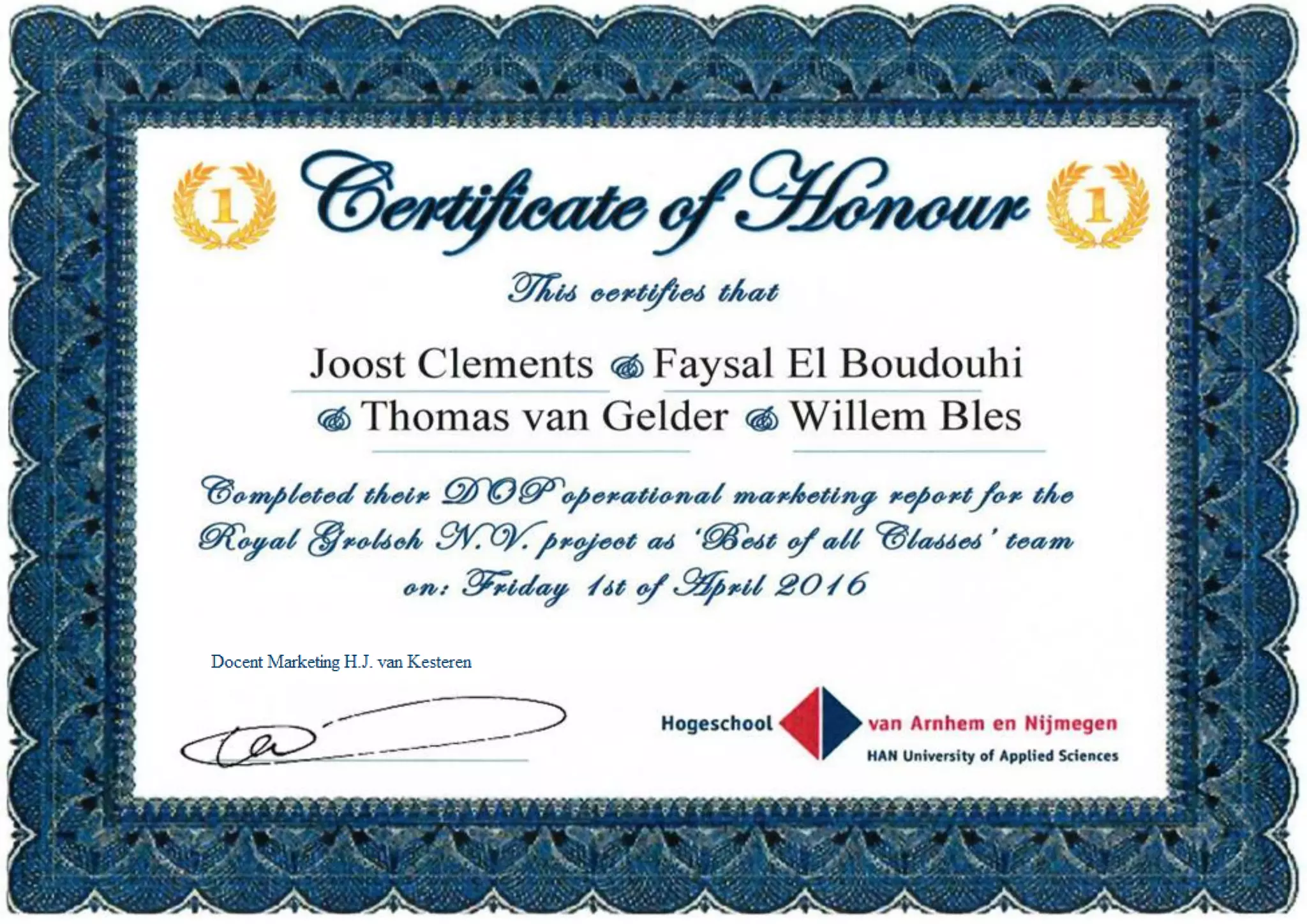 Certificate best of all classes. | PPT