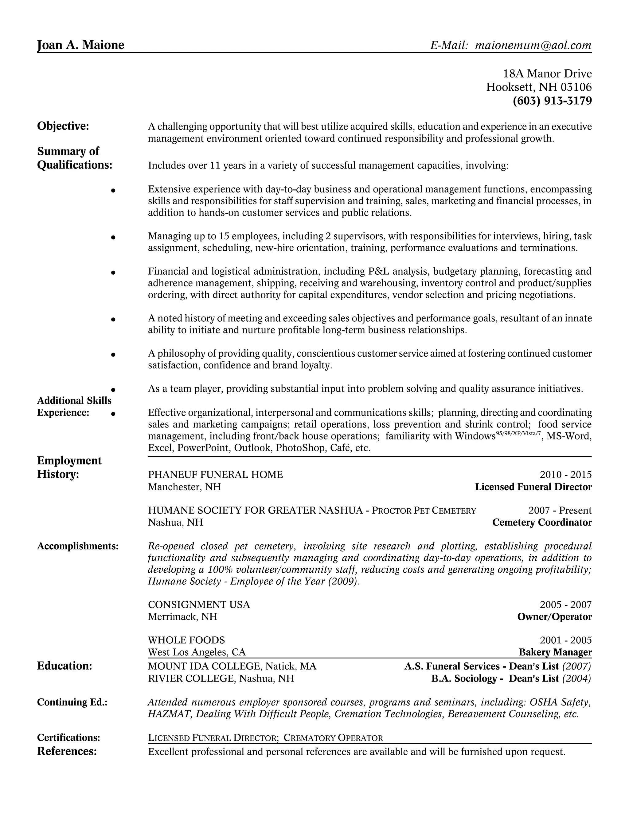 Management resume | PDF | Business Administration | Business