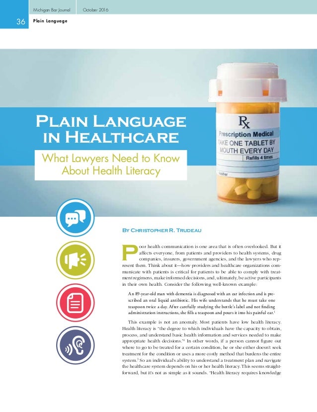 Plain Language In Healthcare What Lawyers Need To Know About Health Plain Language In Healthcare What Lawyers Need To Know About Health