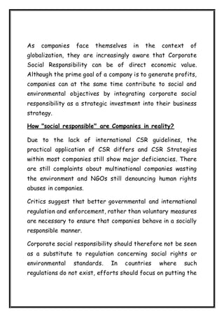 Project on Corporate Social Responsibility | DOCX