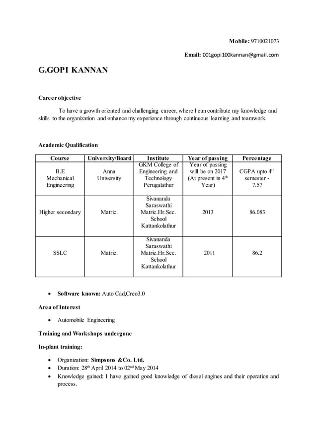 GOPI RESUME | PDF