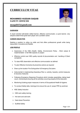 Saqiub - Safety Officer UPDATED | DOC | Islam | Religion & Spirituality