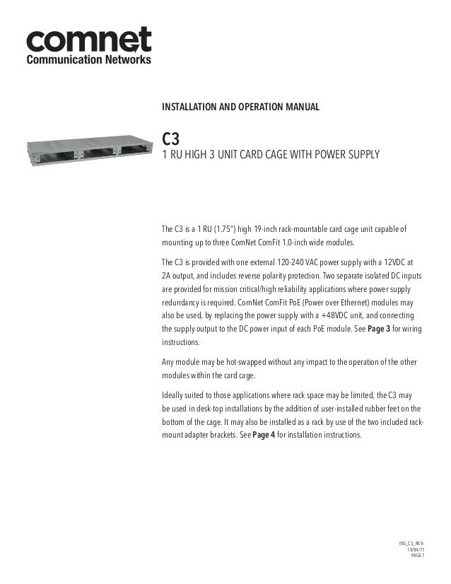 ComNet C3US User Manual