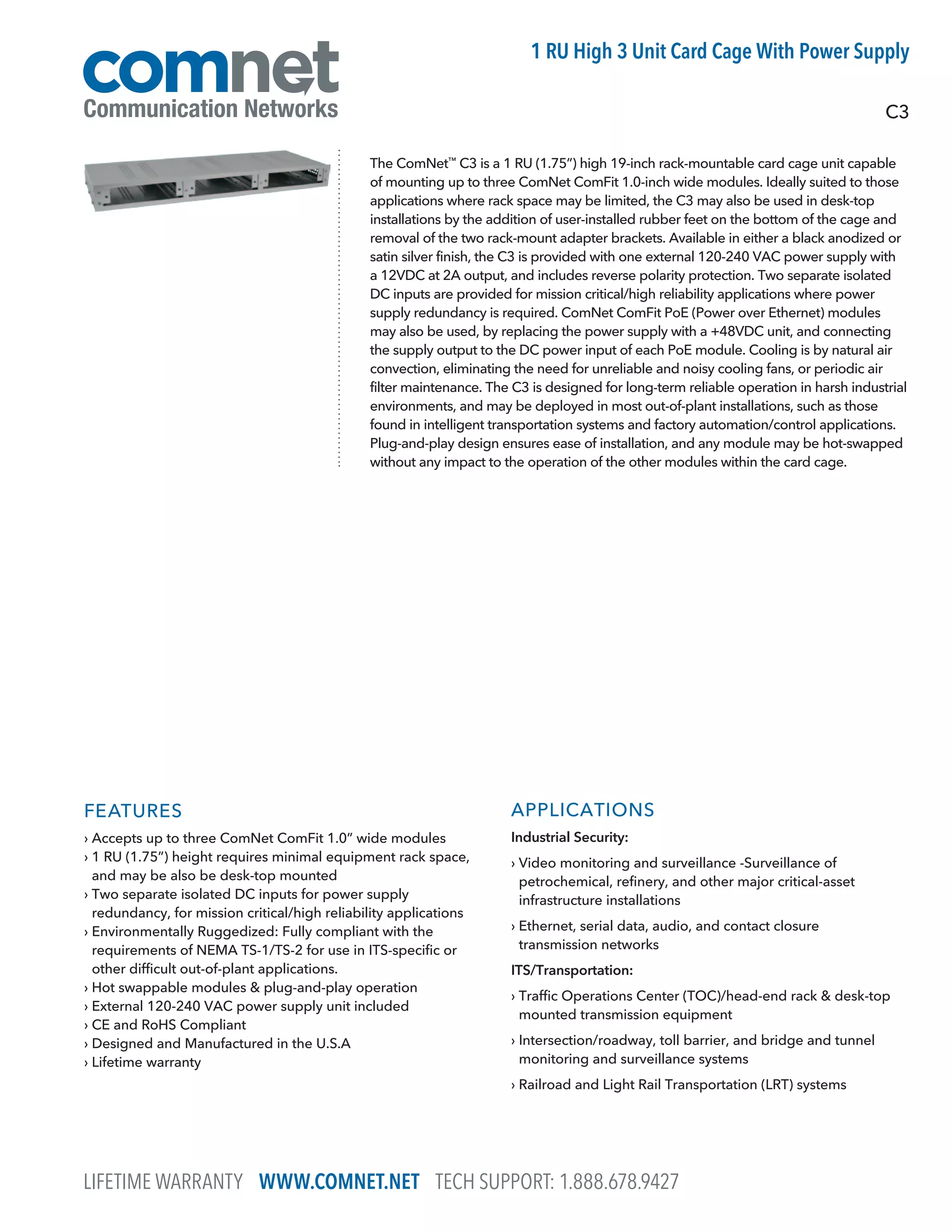 ComNet C3US Data Sheet | PDF