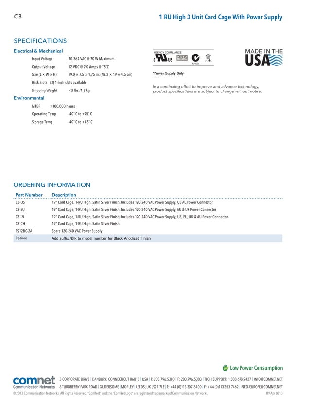 ComNet C3US Data Sheet | PDF