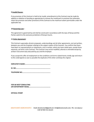 AB WEST SALES TEAM EMPLOYMENT CONTRACT | DOC