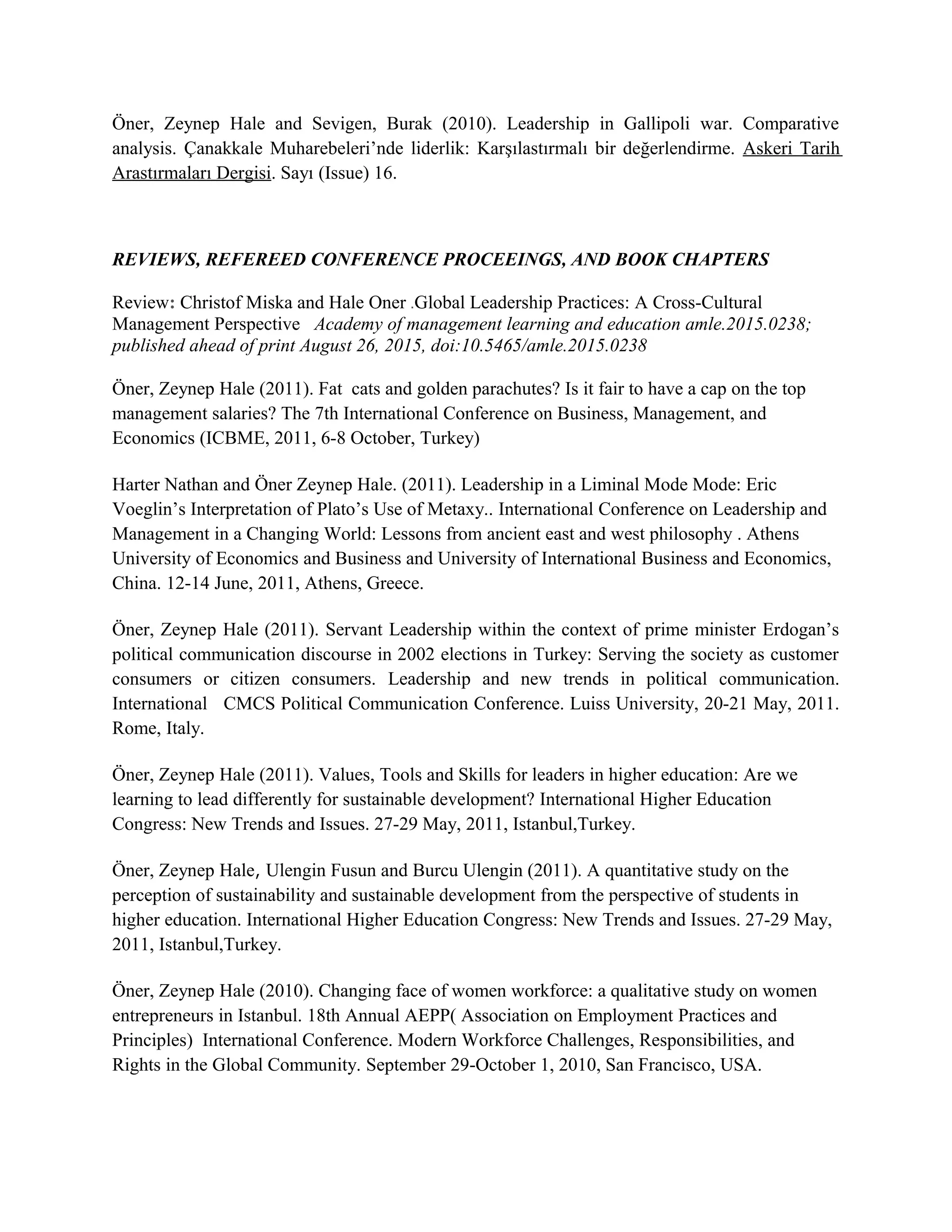 zeynephaleonerCVCOURSESPUBLICATIONS | DOC